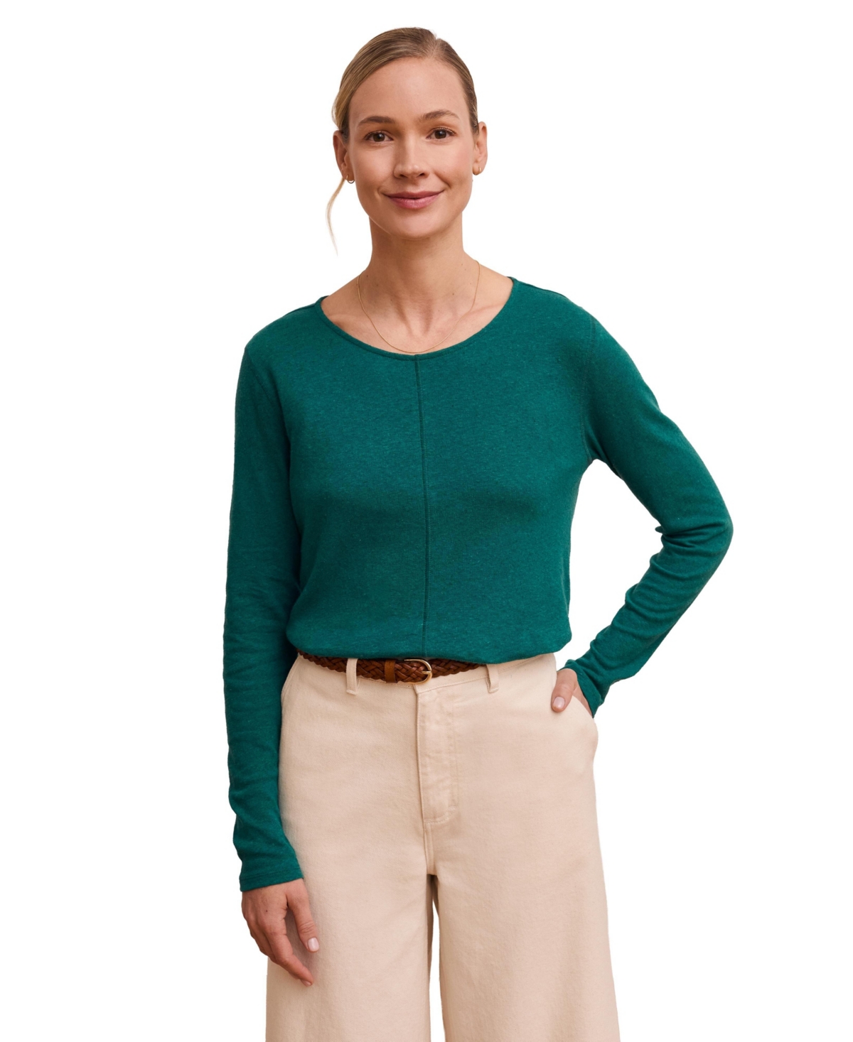Click here for Celtic & Co. Womens Linen Blend Long Sleeve Top -... prices