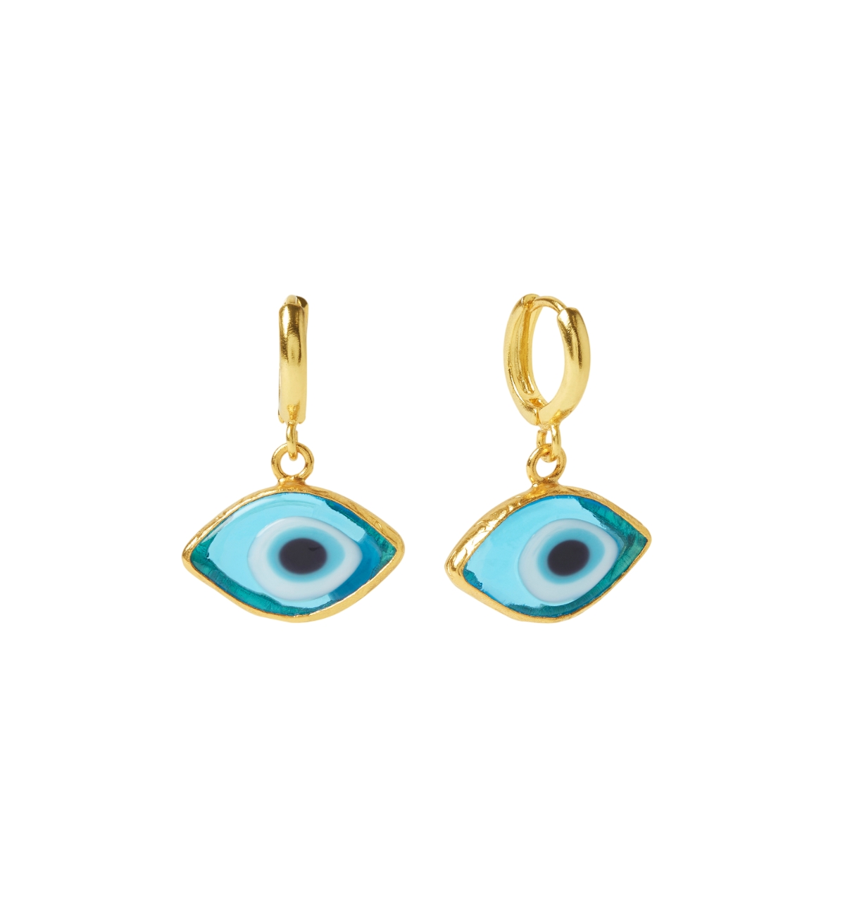 Click here for Ottoman Hands Bronte Glass Evil Eye Huggie Earring... prices