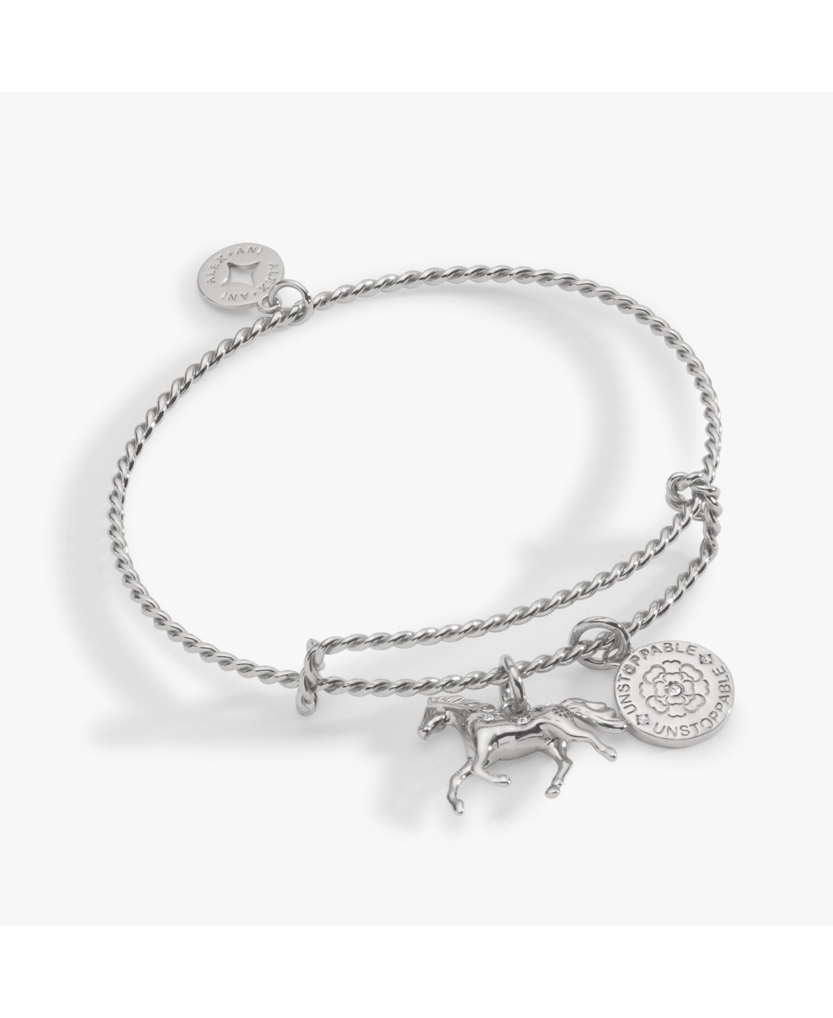 Click here for Alex and Ani Horse Rope Textured Charm Bangle Brac... prices