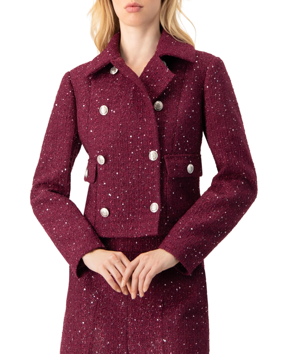 Click here for Ivonne Womens Double-Breasted Short Jacket - Wine prices