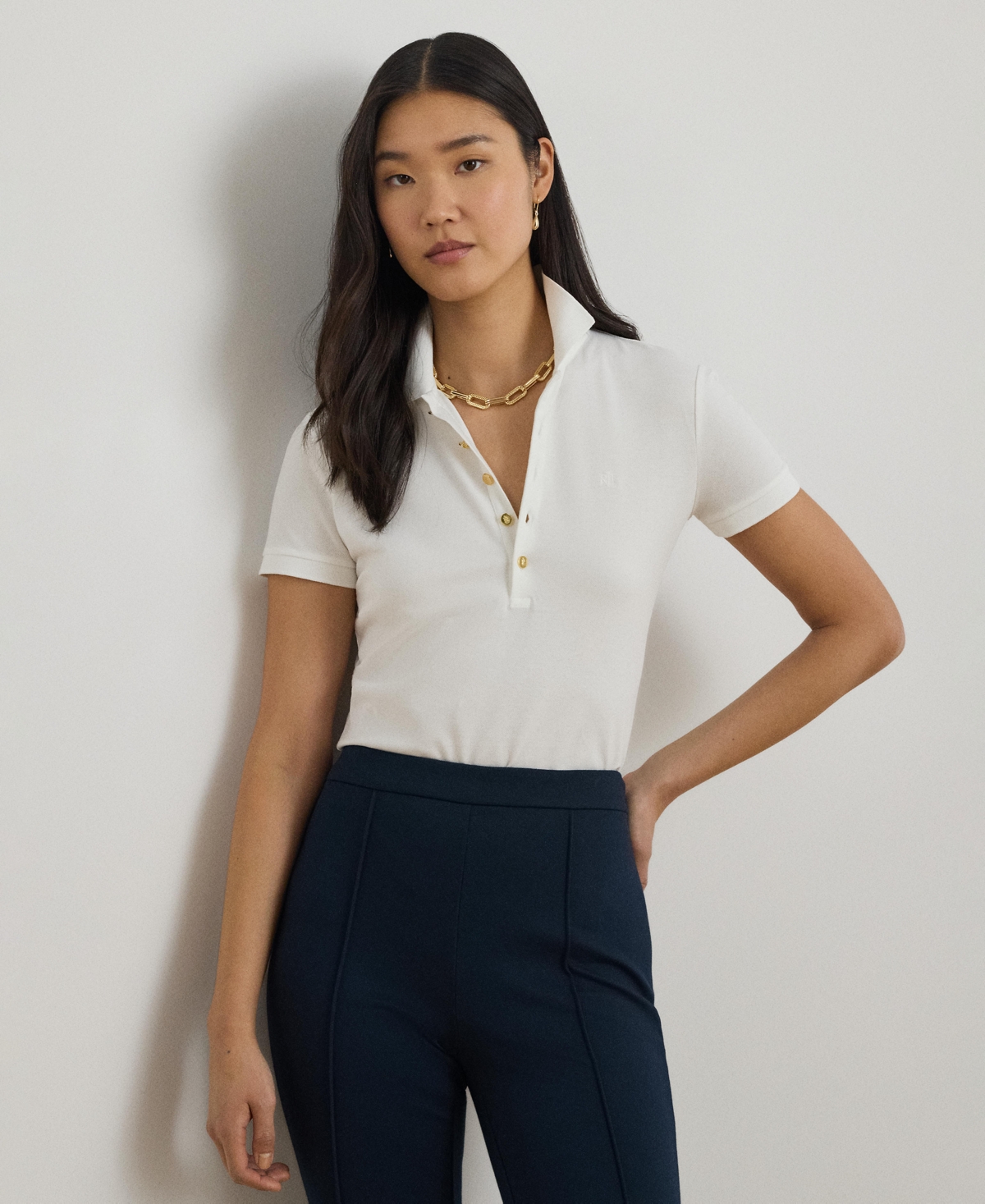 Click here for Lauren Ralph Lauren Pique Polo Shirt - White prices