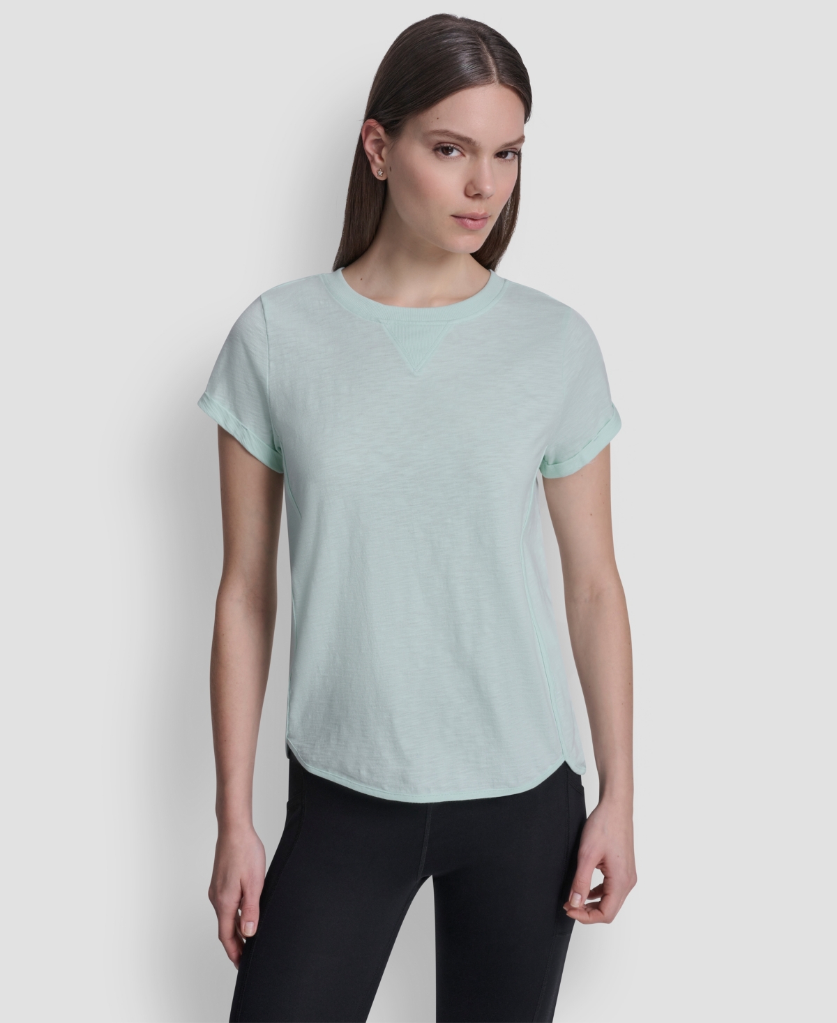 Click here for Dkny Sport Womens Embroidered Crewneck Logo Roll-S... prices