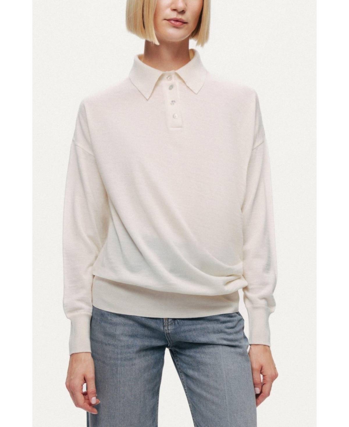 Click here for Nocturne Womens Knit Polo Sweater - Open white prices