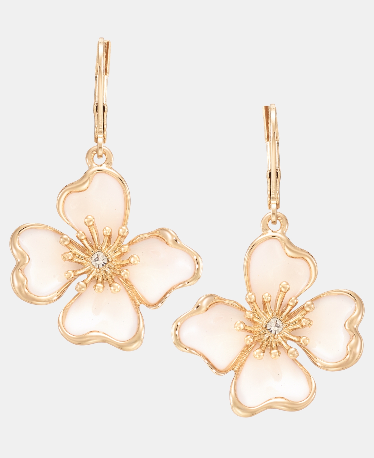 Click here for Anne Klein Textured Flower Drop Earrings - White prices