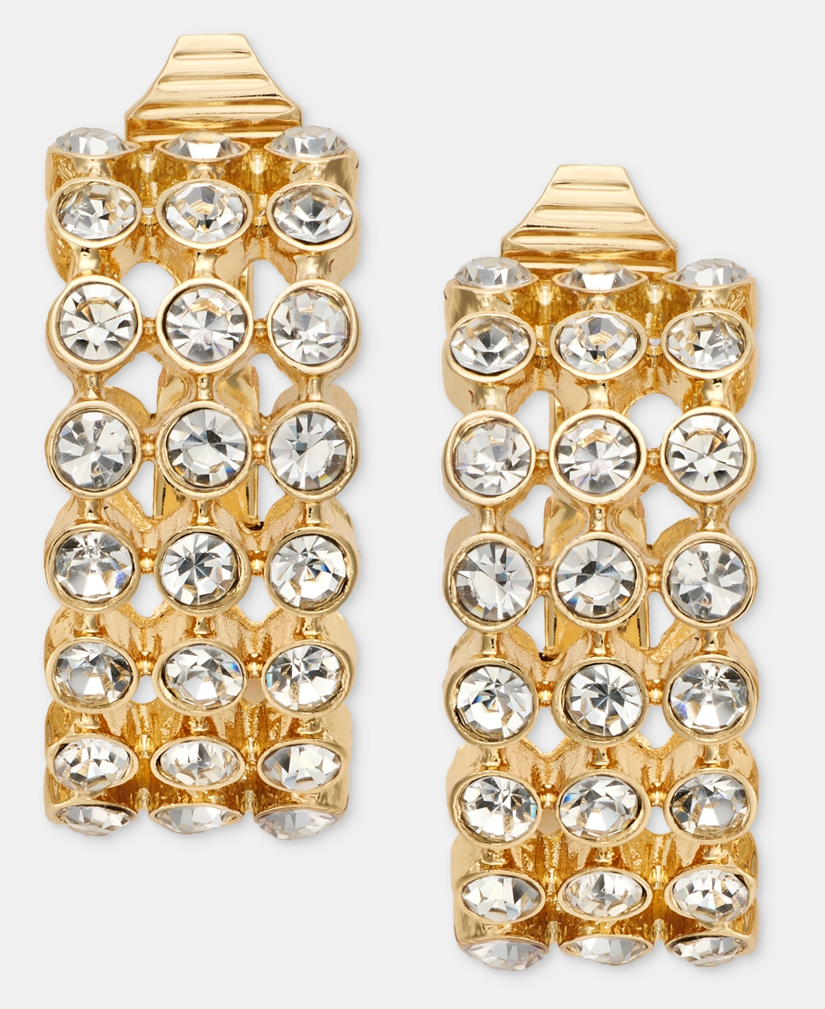 Click here for Anne Klein Small Pave Multi-Row Clip-On Hoop Earri... prices