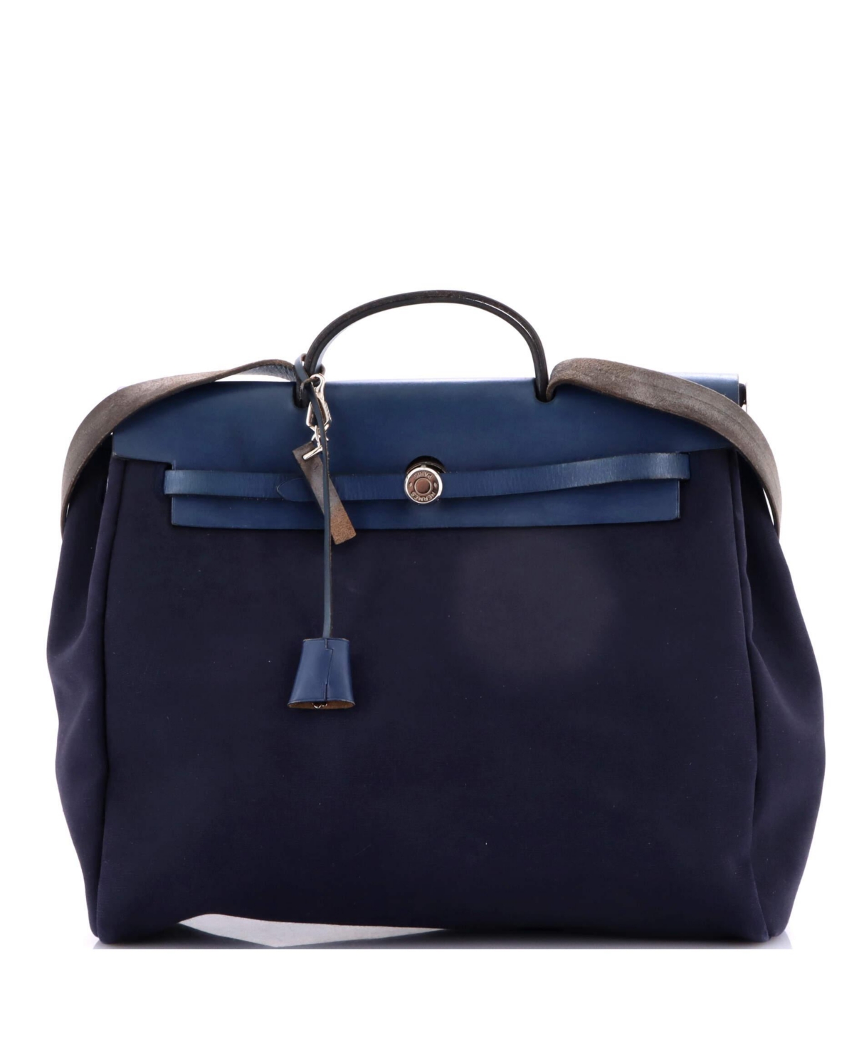 Click here for Pre-Owned HERMES Gm Herbag Toile and Leather - Blu... prices