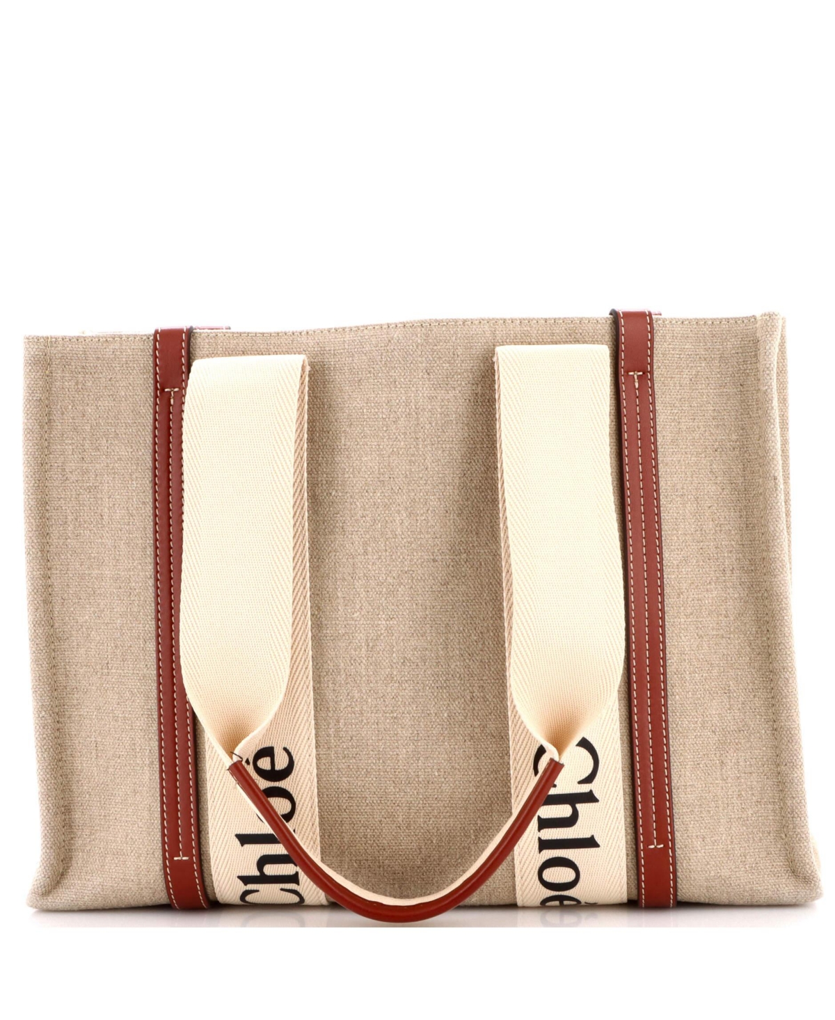 Click here for Pre-Owned Chloe Medium Woody Tote Canvas with Leat... prices