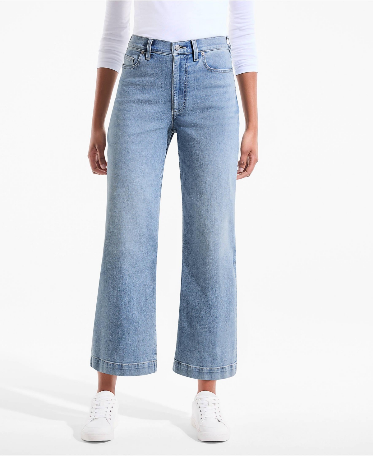 Click here for Lands End Petite Recover Denim High Rise Wide Leg... prices