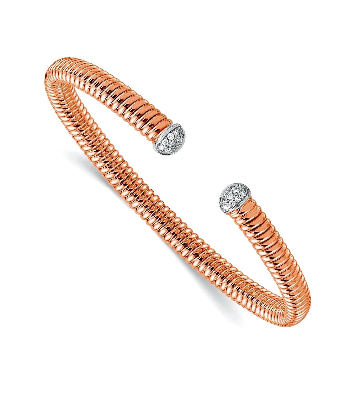 Click here for 18k Gold Italian 0.17cttw Diamond Tubogas Cuff Ban... prices