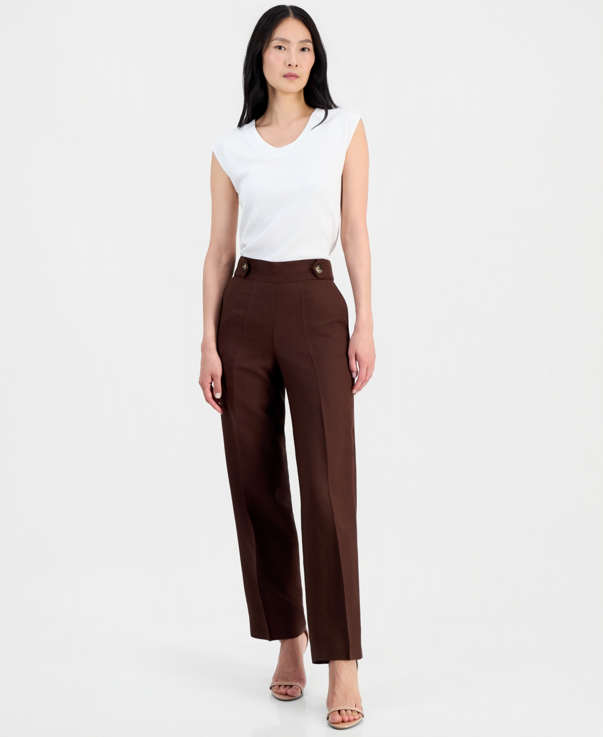 Click here for Anne Klein Petite High-Rise Full Length Pants - Da... prices