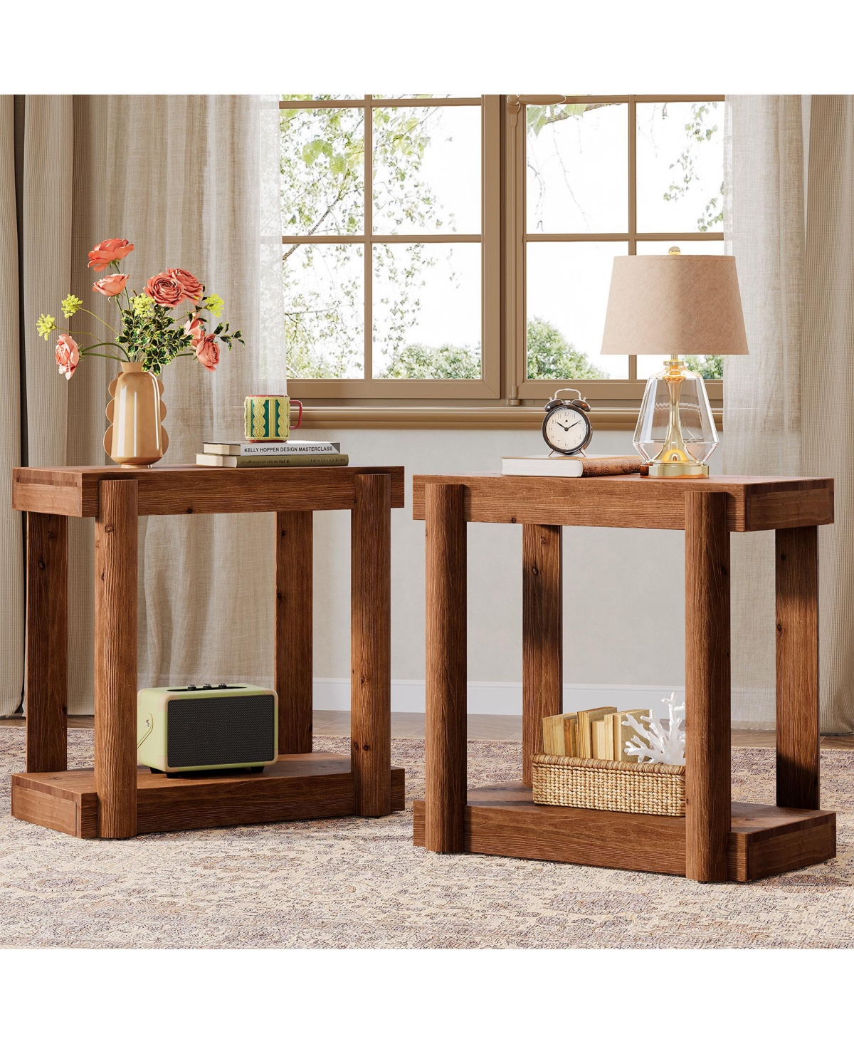 Click here for Tribesigns Solid Wood End Table Set of 2  Farmhous... prices