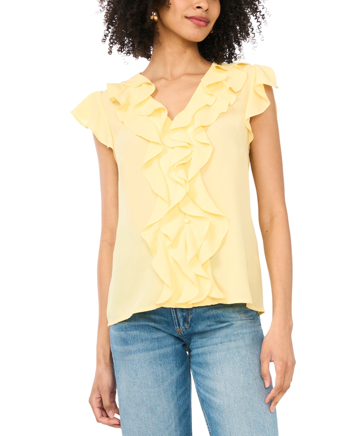 Click here for Sam & Jess Womens Short Flutter-Sleeve V-Neck Top... prices