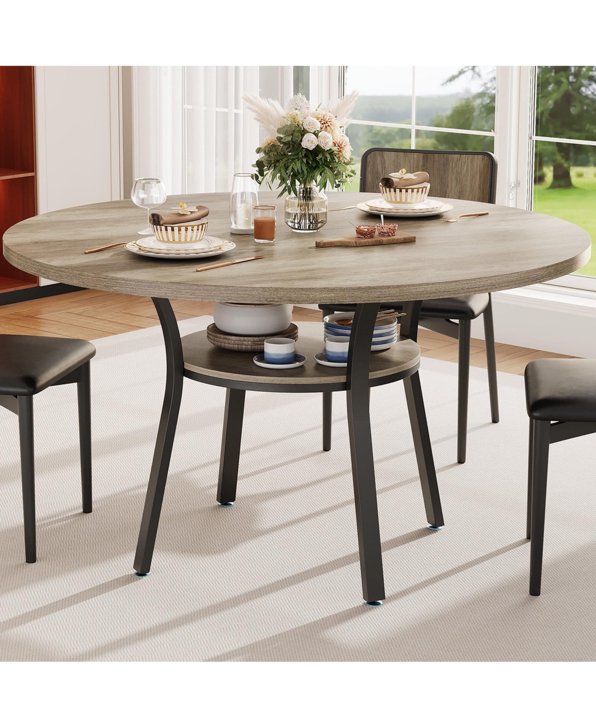 Click here for Round Dining Table for 4-6  47 inch Wood Kitchen T... prices