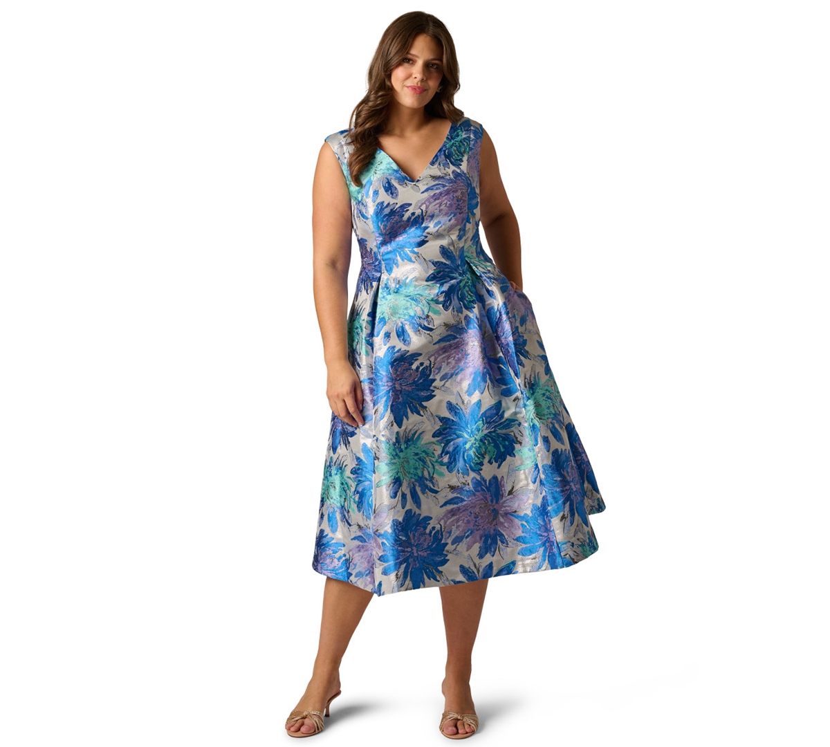 Click here for Adrianna Papell Plus Size Metallic Jacquard Midi D... prices