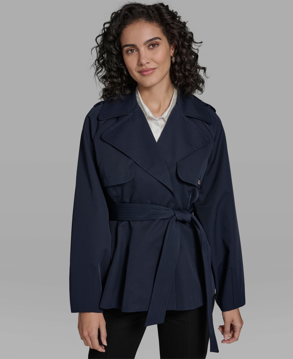 Click here for Karl Lagerfeld Paris Womens Short Flared Trench Co... prices