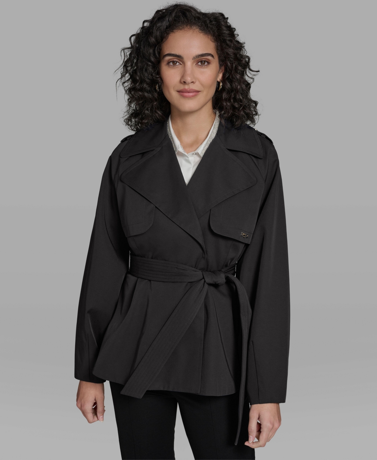 Click here for Karl Lagerfeld Paris Womens Short Flared Trench Co... prices