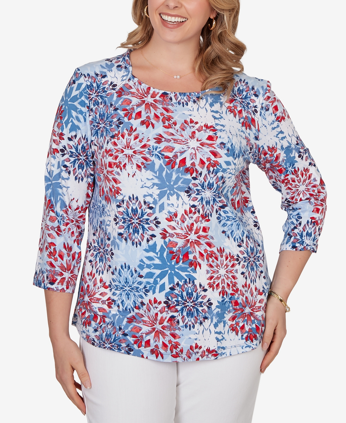 Click here for Ruby Rd. Plus Size Floral Medallion Knit Top - Por... prices
