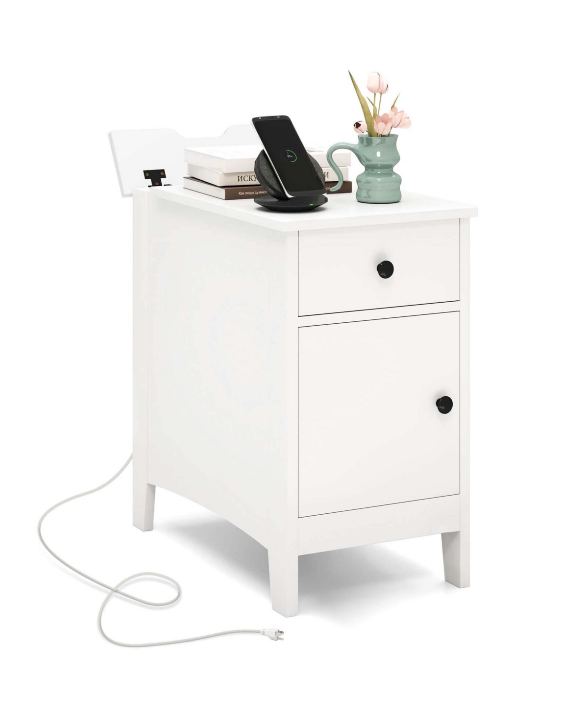 Click here for End Table with Charging Station Flip Top Bedside T... prices