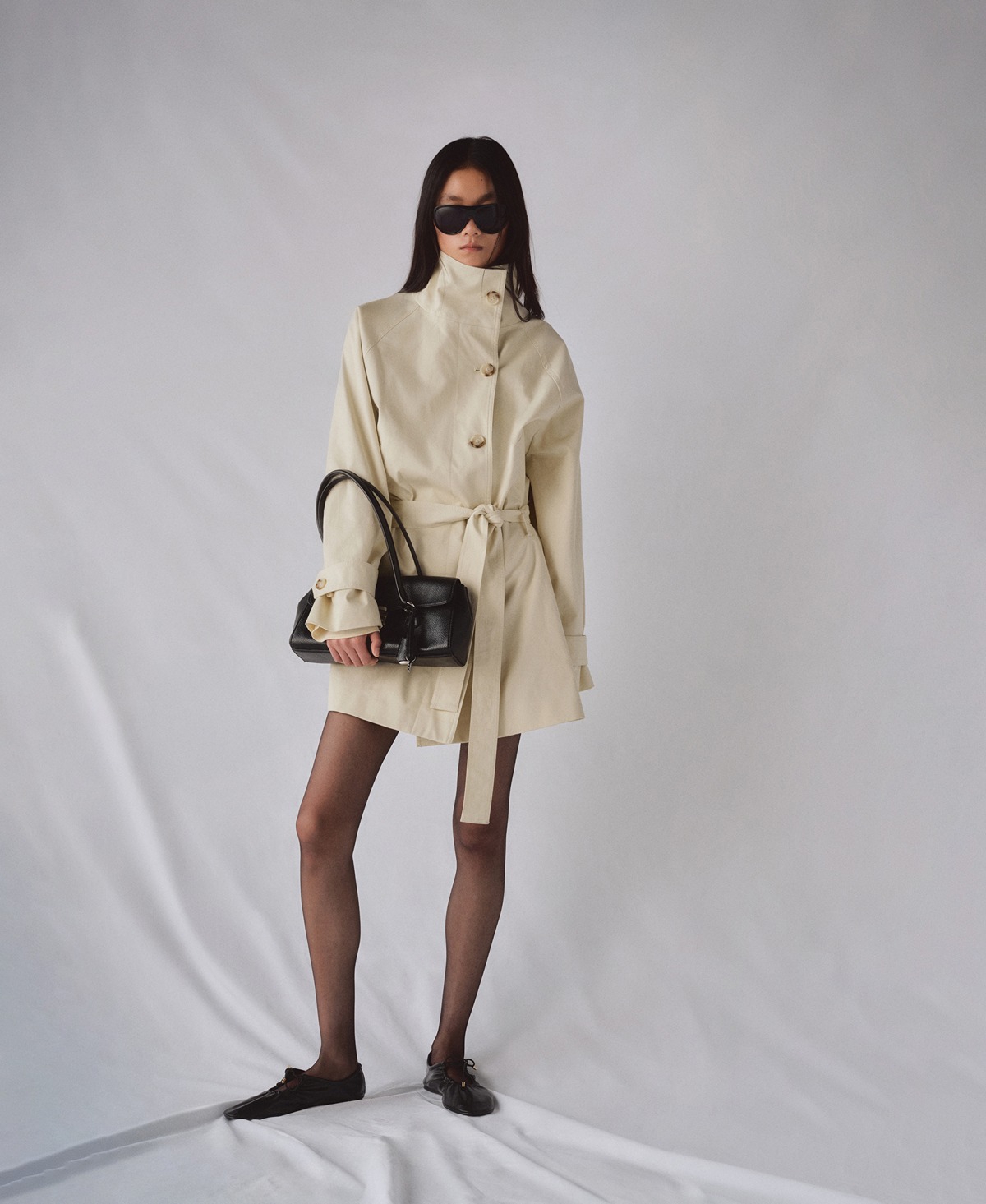 Click here for Mango Womens Funnel Neck Belt Trench Coat - Ecru prices