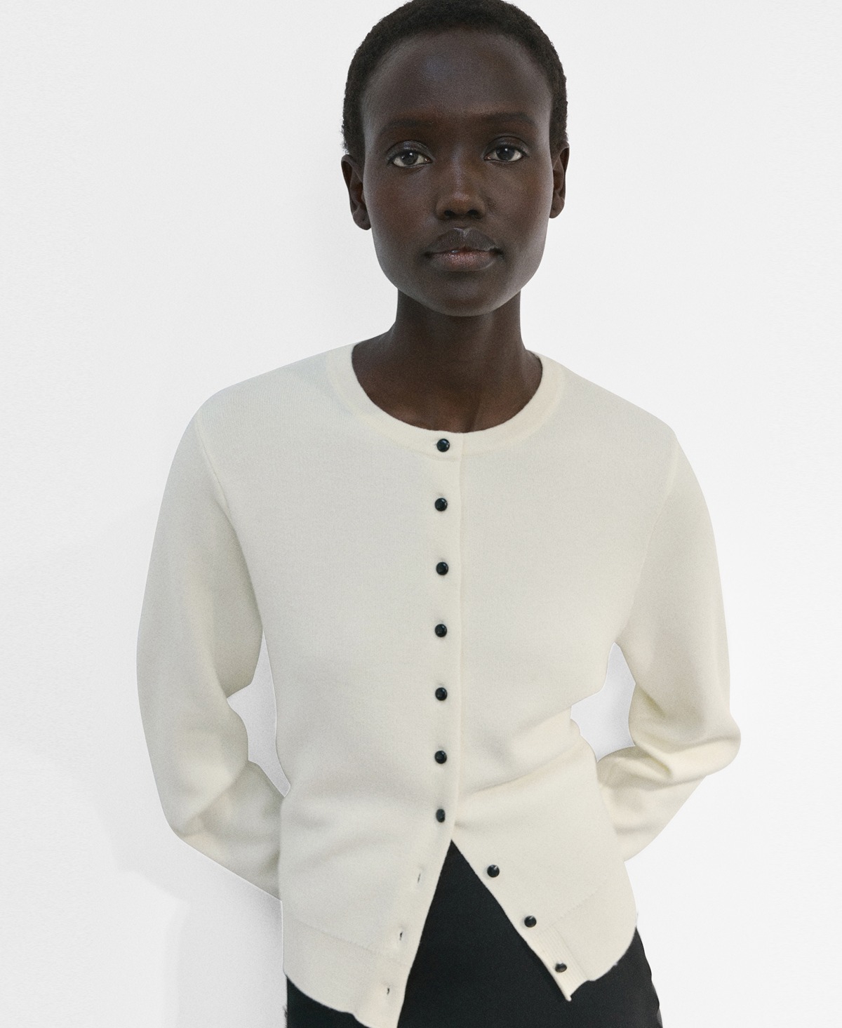 Click here for Mango Womens Knitted Button Cardigan Sweater - Ecr... prices