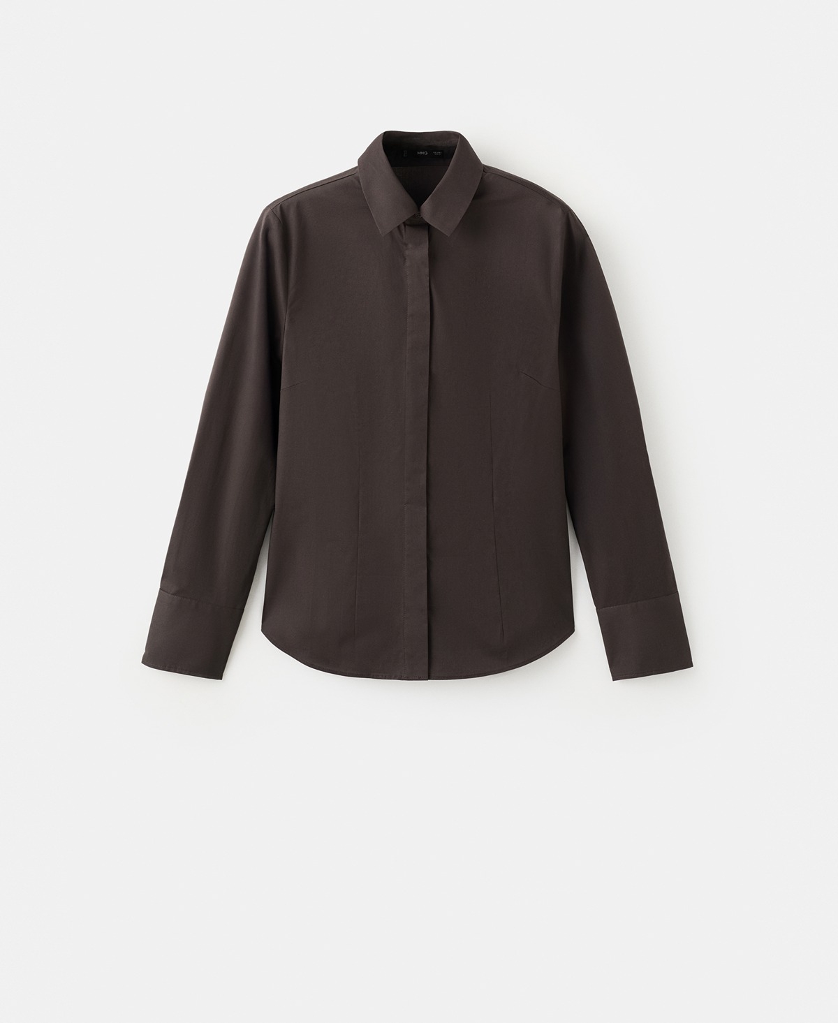 Click here for Mango Womens Slim-Fit Poplin Shirt - Brown prices