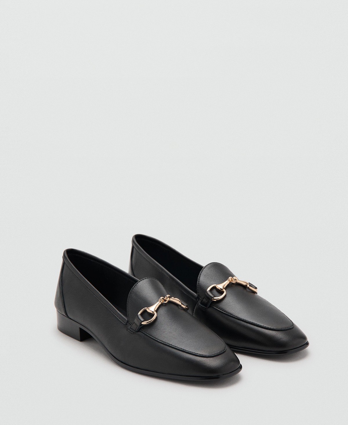 Click here for Mango Womens Buckle Leather Moccasins - Black prices