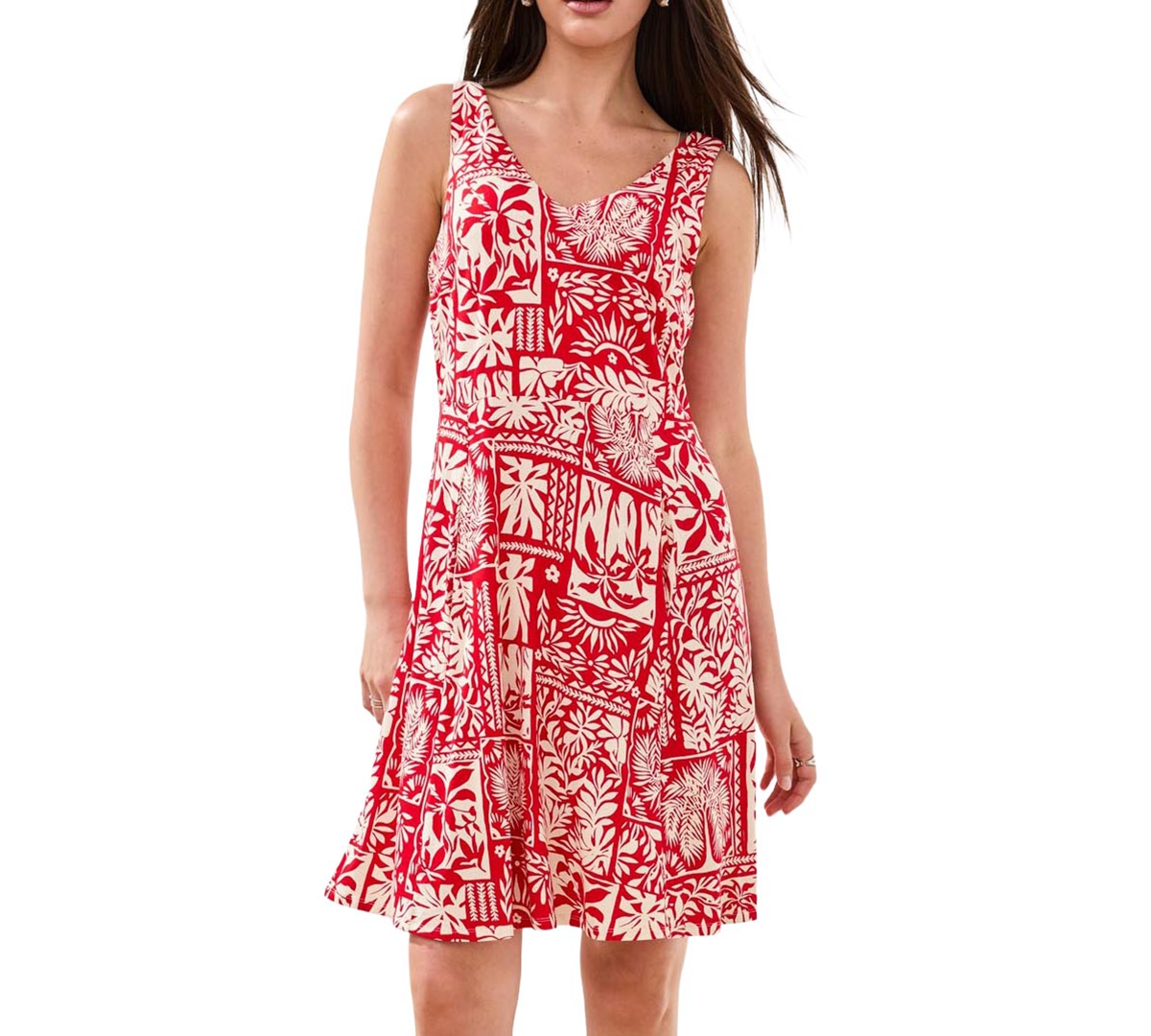 Click here for Tribal Womens Sleeveless Printed V-Neck Dress - Sa... prices