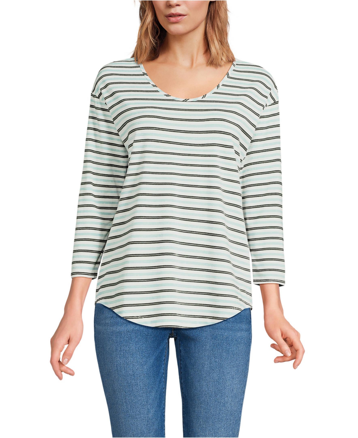 Click here for Lands End Womens Petite 3/4 Sleeve Lightweight Jer... prices