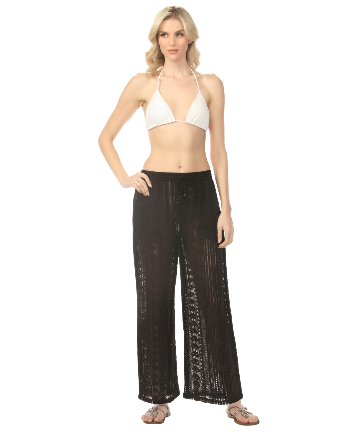 Click here for Raviya Womens Crochet Pull-On Cover-Up Pants - Bla... prices