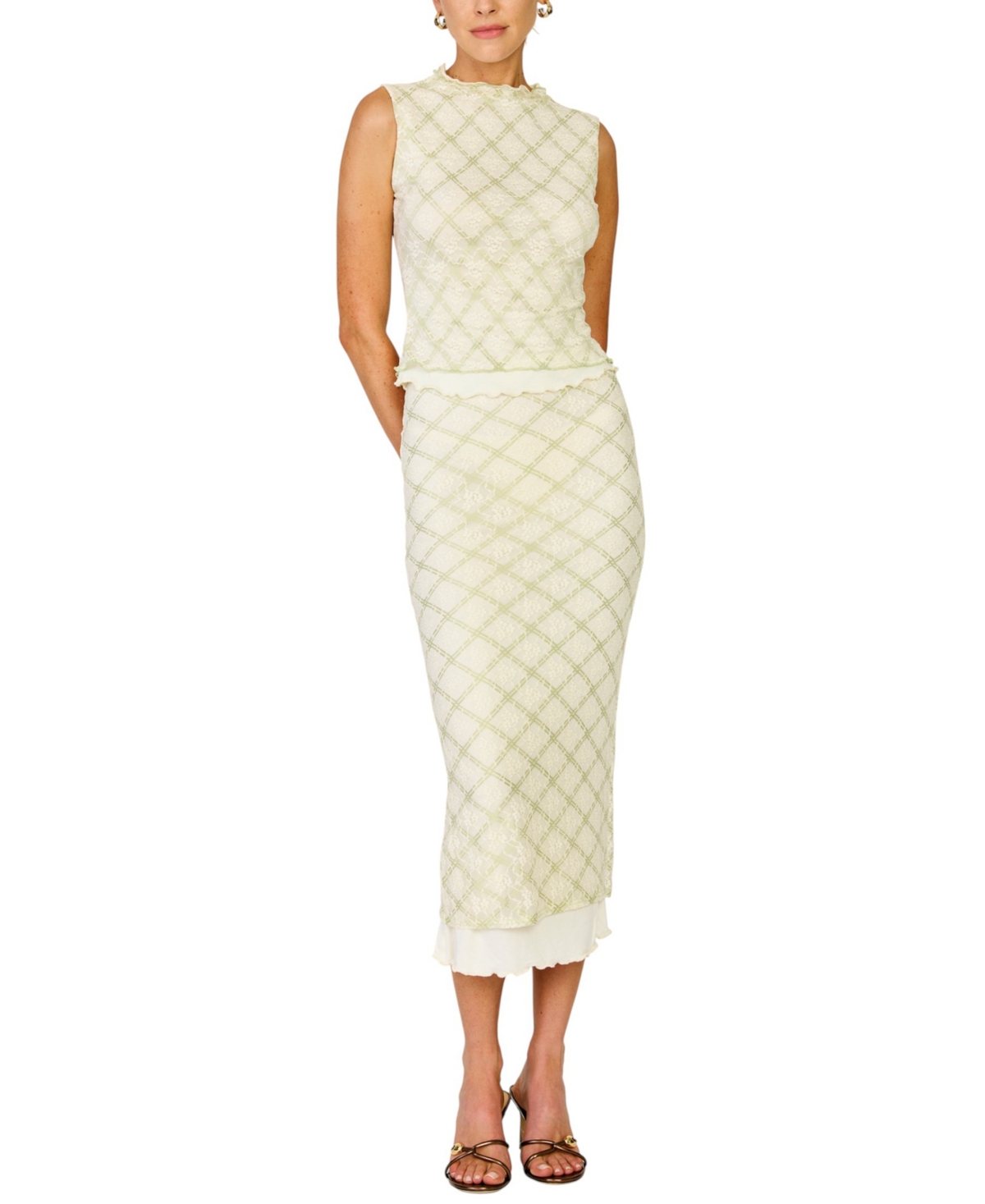 Click here for Line & Dot Womens Norelle Midi Pencil Skirt - Crea... prices