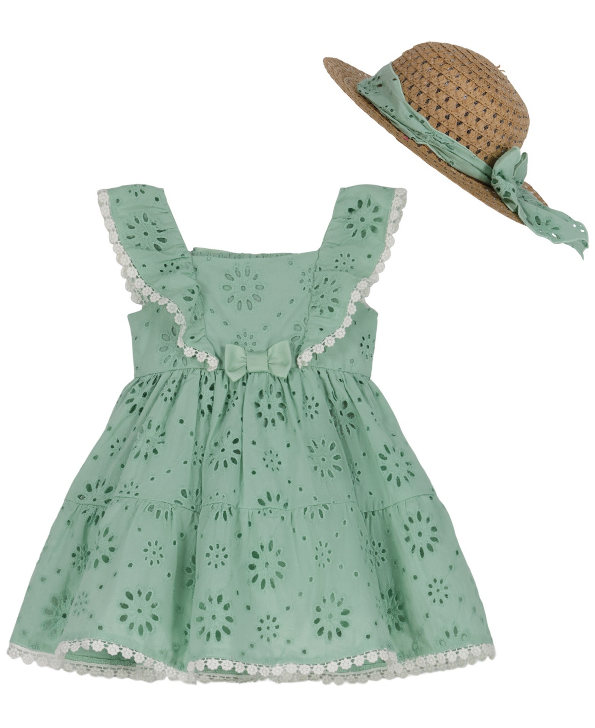 Click here for Blueberi Baby Girls Eyelet Sundress with Hat - Gre... prices
