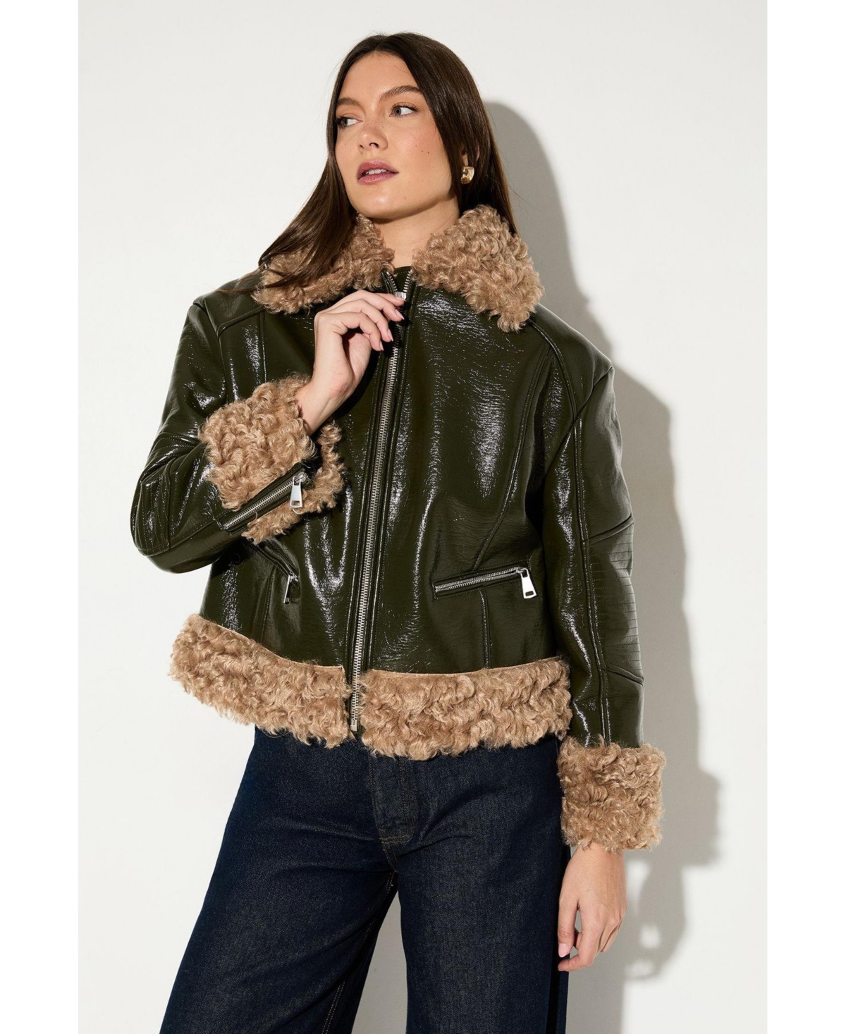 Click here for MissPap Womens Premium Faux Fur Collar Aviator Jac... prices