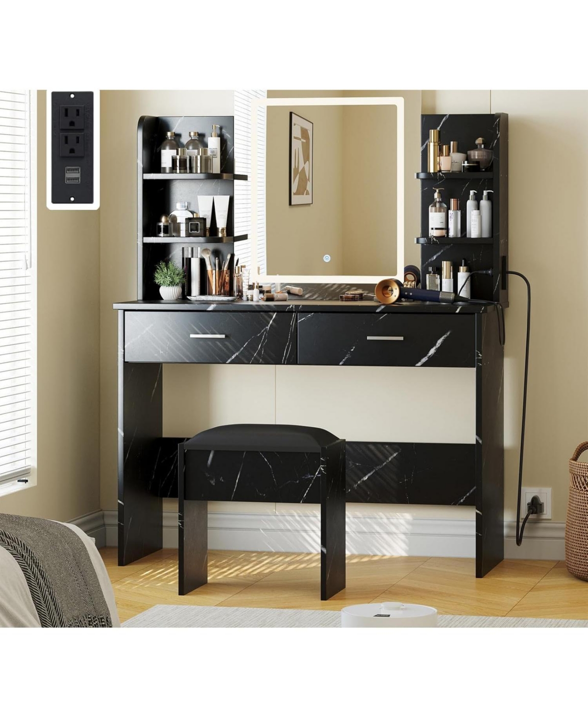 Click here for gaomon Vanity Desk with Lighted Mirror - Makeup Va... prices