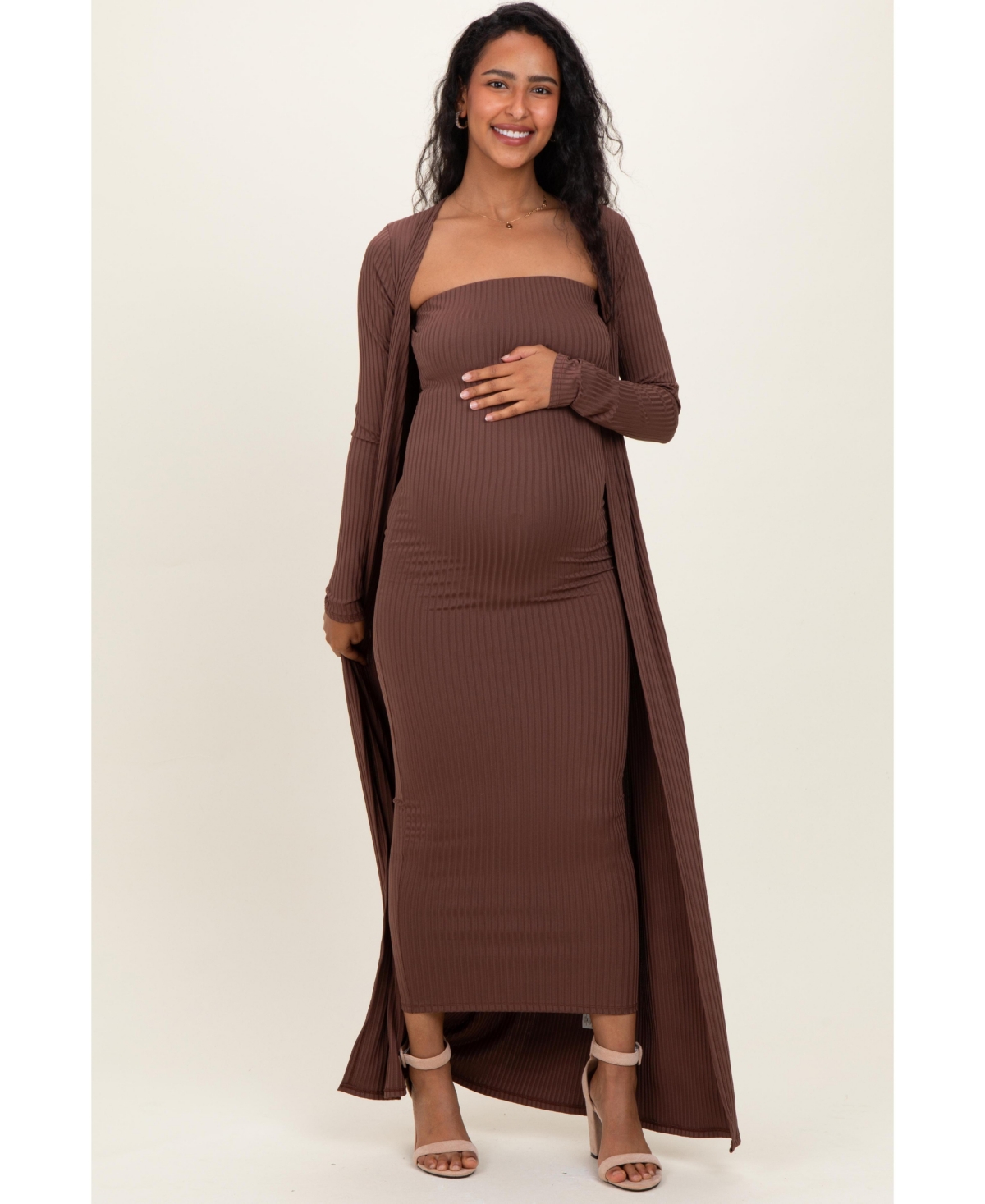 Click here for Pinkblush Maternity Ribbed Sleeveless Dress Cardig... prices