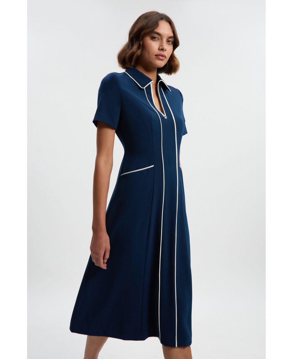 Click here for Karen Millen Womens Tailored Zip-Collar Midi Dress... prices