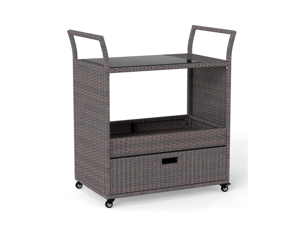 Click here for Slickblue Patio Wicker Bar Cart with Durable Tempe... prices