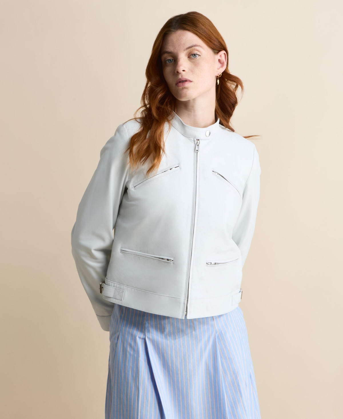 Click here for Furniq Uk Womens Leather Jacket - White prices