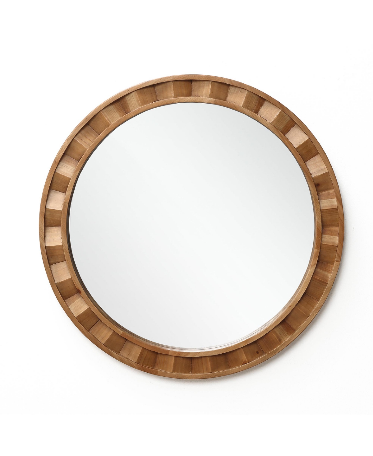 Click here for LuxenHome Natural Wood Frame Round Wall Mirror  28... prices