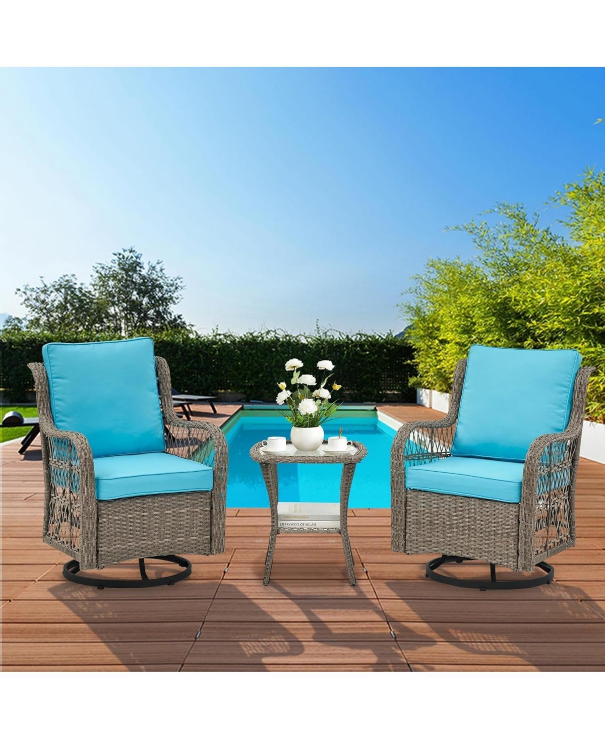 Click here for gaomon 3-Piece Outdoor Patio Bistro Set - Pe Wicke... prices