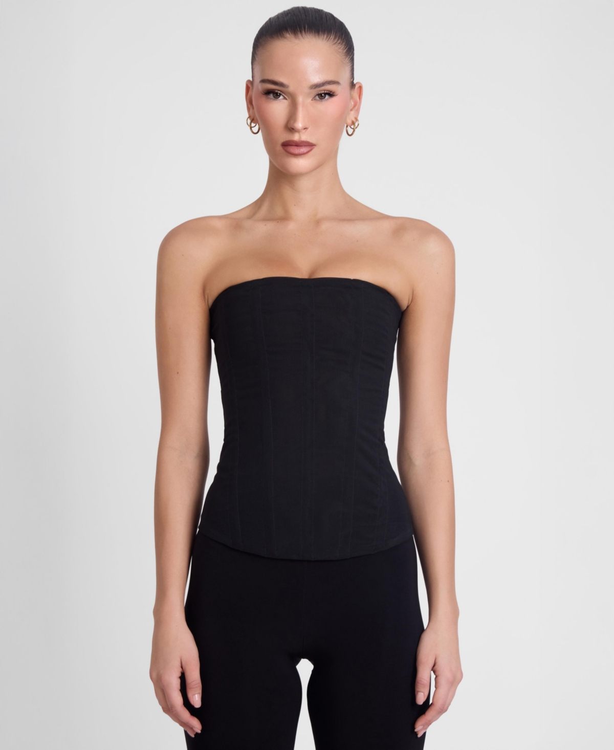 Click here for Leau Womens Muse Mesh Corset Top - Black prices