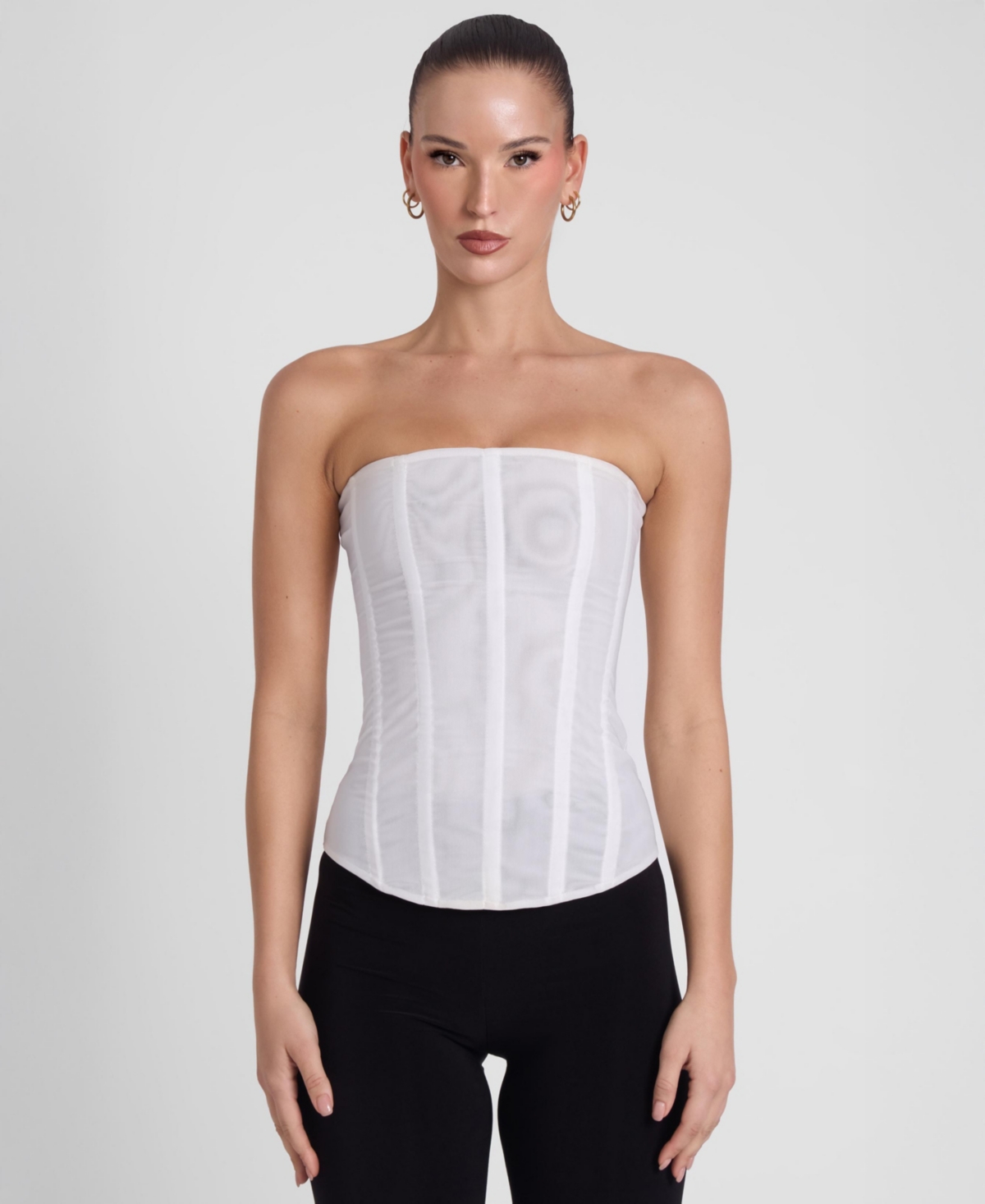 Click here for Leau Womens Muse Mesh Corset Top - White prices