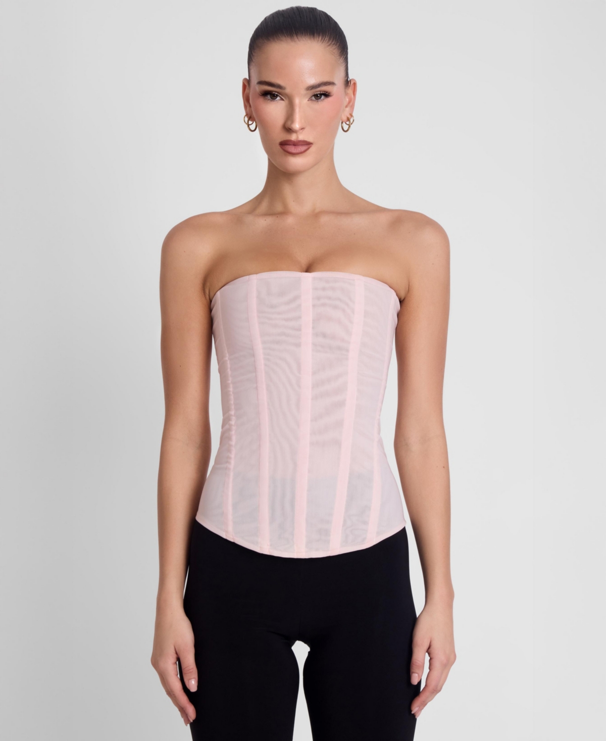 Click here for Leau Womens Muse Mesh Corset Top - Pink prices
