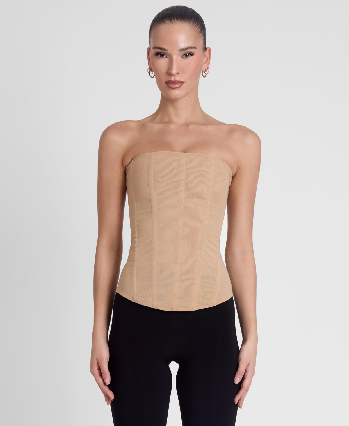 Click here for Leau Womens Muse Mesh Corset Top - Natural prices