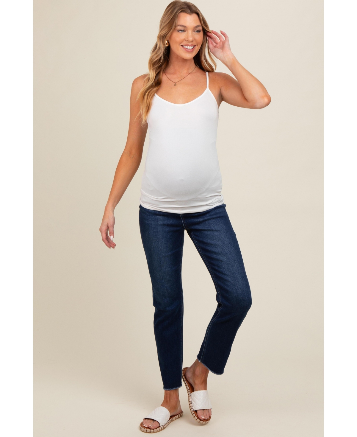 Click here for Pinkblush Maternity Navy Blue Cut Hem Slim Straigh... prices