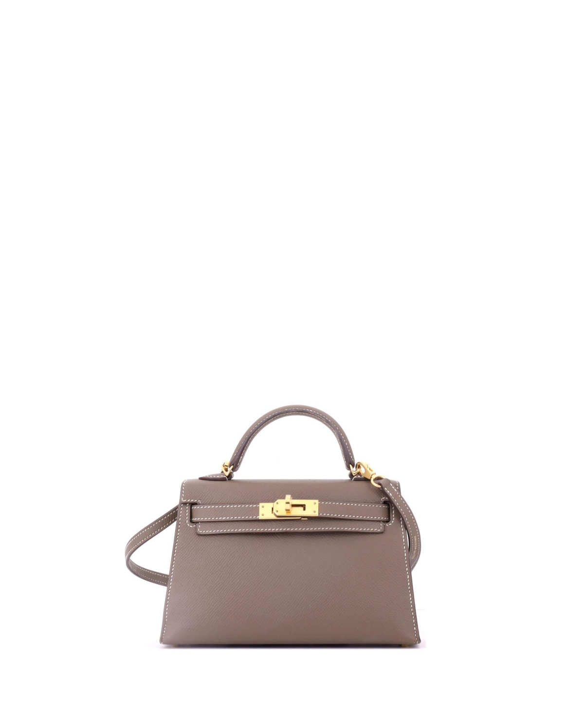 Click here for Pre-Owned HERMES Kelly 20 Handbag Grey Epsom with... prices