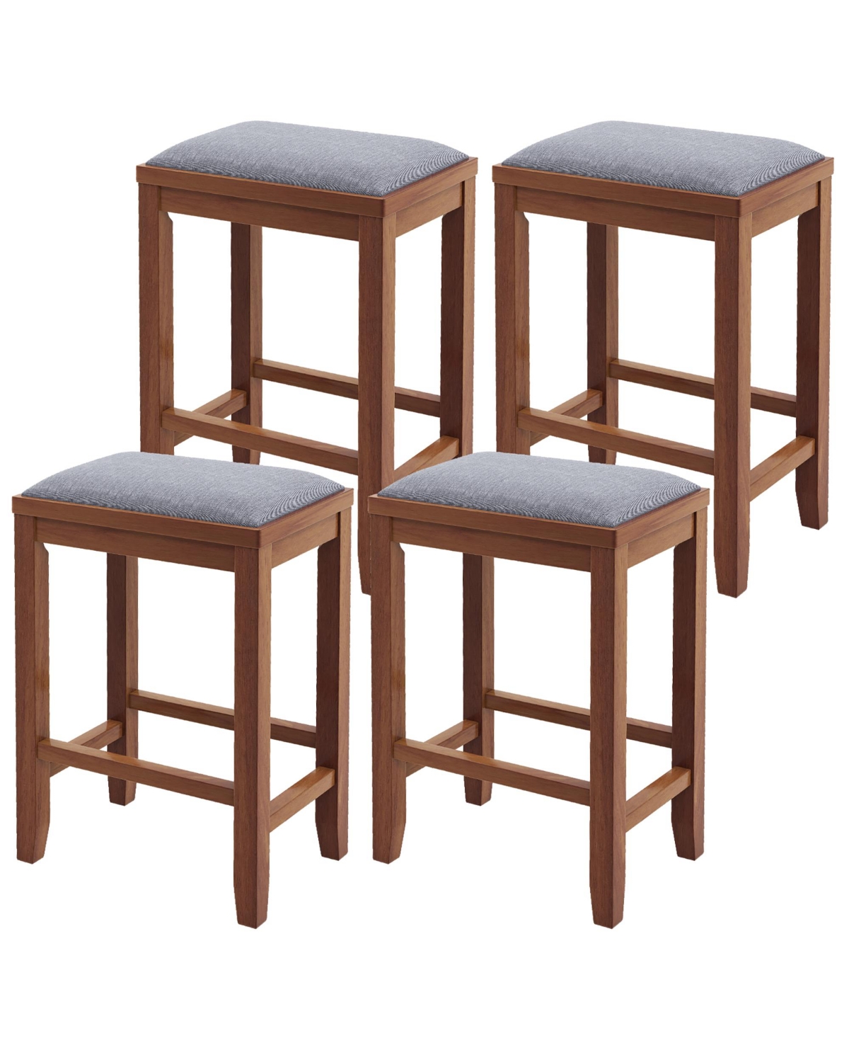 Click here for Gymax 4 Pcs Upholstered Bar Stools Wooden Counter... prices