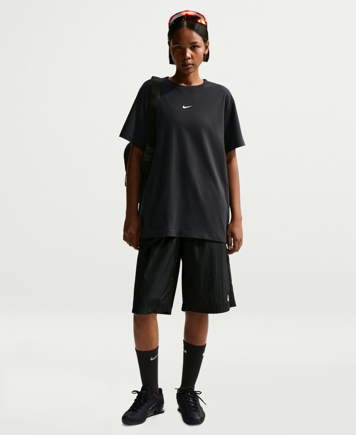 Click here for Nike Womens Sportswear Crewneck T-Shirt - Black/wh... prices
