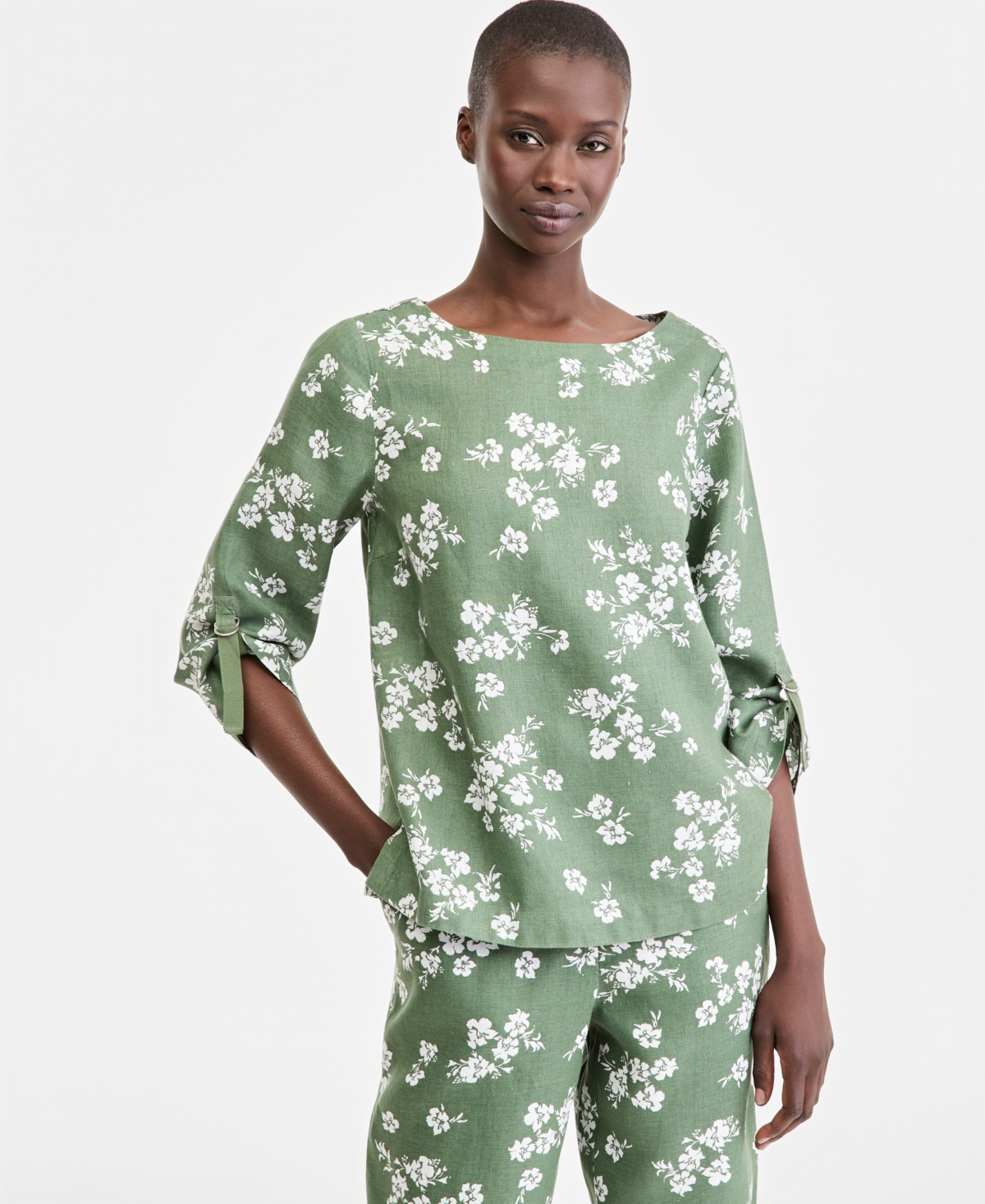 Click here for Charter Club Womens 100 Linen D-Ring Top  Created... prices