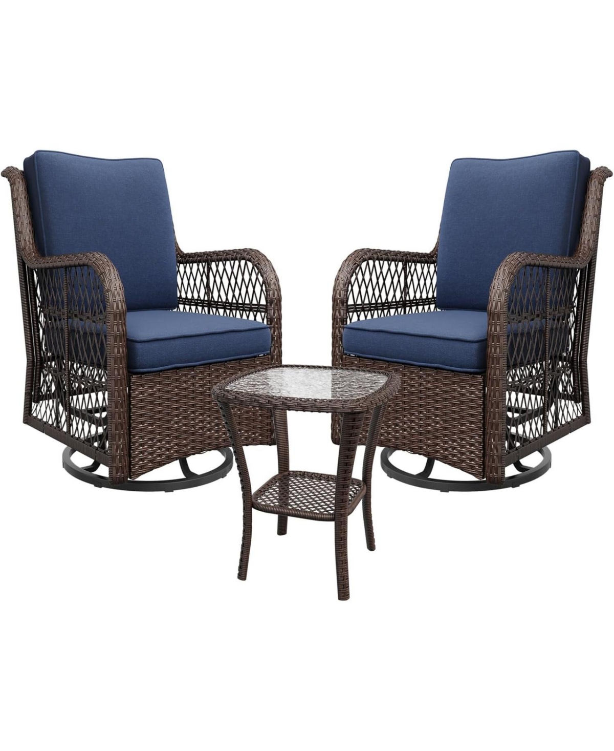 Click here for Gaomon Swivel Wicker Glider Patio Chairs  3 Piece... prices