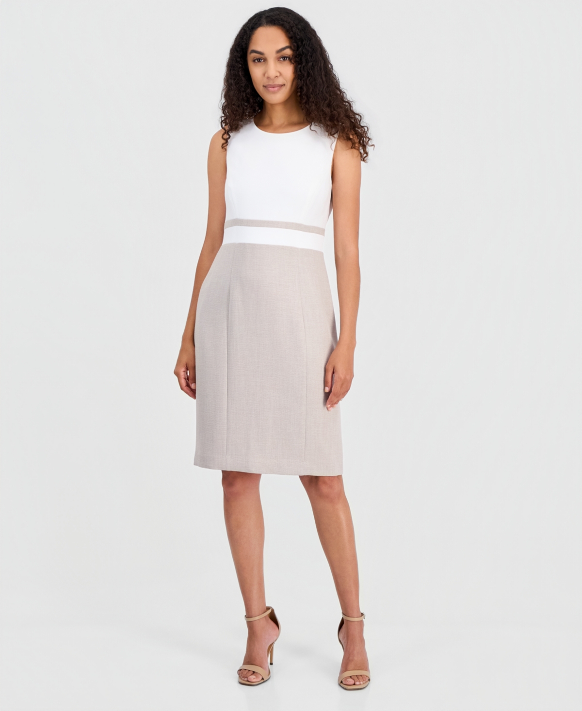 Click here for Kasper Womens Sleeveless Colorblocked Sheath Dress... prices